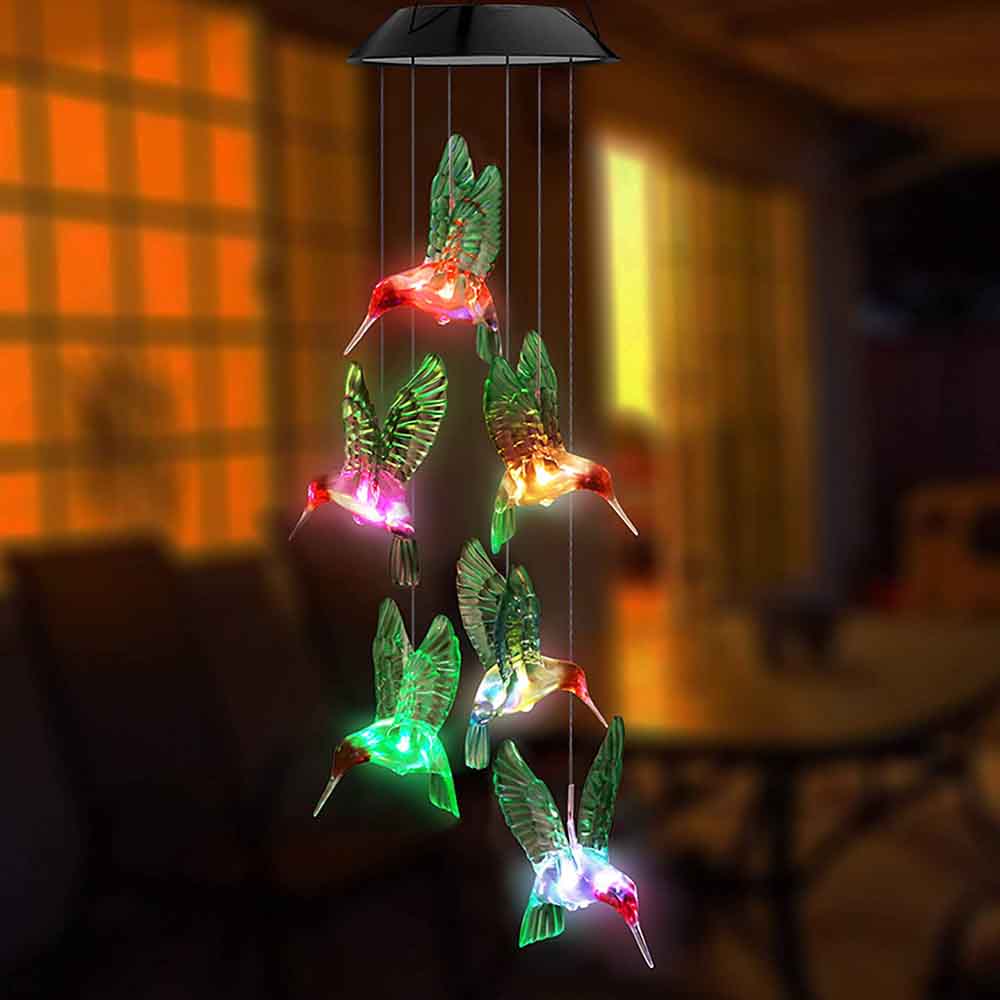 Solar Powered Hummingbird Wind Chime Lights - Garden Wizard Shop