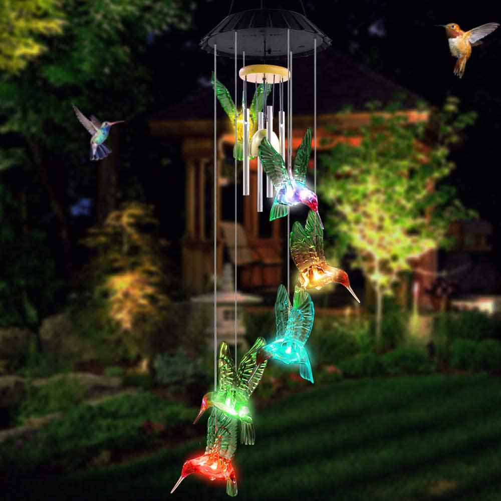 Solar Powered Hummingbird Wind Chime Lights - Garden Wizard Shop